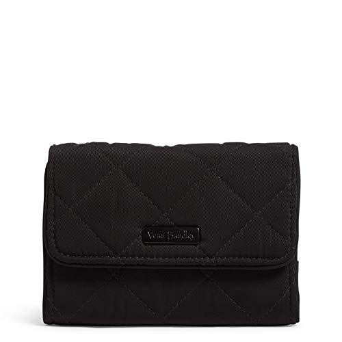 Vera Bradley Women's Performance Twill Riley Compact Wallet With RFID Protection, Black, One Size