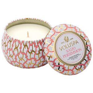 voluspa saijo persimmon petite tin candle, 4 ounces