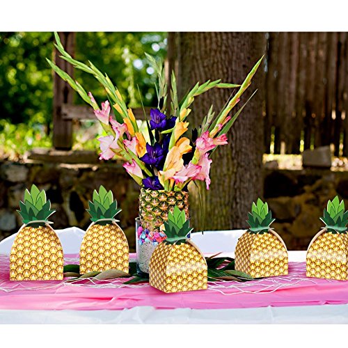 OurWarm 24pcs Pineapple Favor Boxes 3D Large Pineapple Gift Boxes Tropical Hawaiian Luau BBQ Summer Beach Pool Fruit Party Decorations