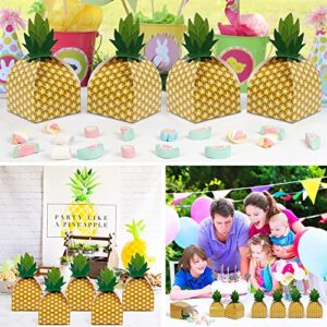 OurWarm 24pcs Pineapple Favor Boxes 3D Large Pineapple Gift Boxes Tropical Hawaiian Luau BBQ Summer Beach Pool Fruit Party Decorations