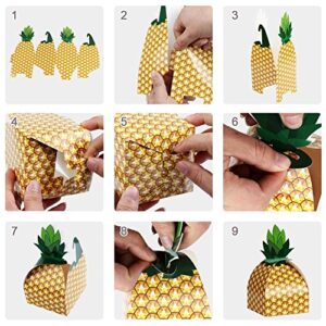 OurWarm 24pcs Pineapple Favor Boxes 3D Large Pineapple Gift Boxes Tropical Hawaiian Luau BBQ Summer Beach Pool Fruit Party Decorations