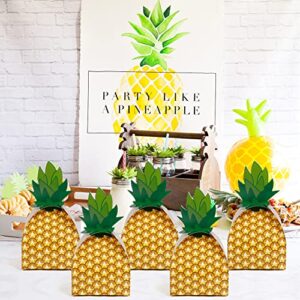 OurWarm 24pcs Pineapple Favor Boxes 3D Large Pineapple Gift Boxes Tropical Hawaiian Luau BBQ Summer Beach Pool Fruit Party Decorations