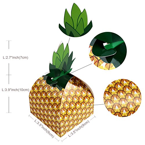 OurWarm 24pcs Pineapple Favor Boxes 3D Large Pineapple Gift Boxes Tropical Hawaiian Luau BBQ Summer Beach Pool Fruit Party Decorations