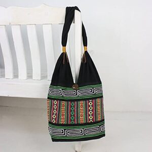 NOVICA Handmade Thai Hillside - Embroidered Multicolored Cotton Shoulder Bag, Tote Bag Large Shoulder Bag Top Handle Handbag with Yoga Mat Buckle for Gym, Work, School.