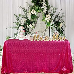 ShinyBeauty Hot Pink Sequin Tablecloth Rectangle 60inx102in Sequin Tablecloth for Wedding/Party-Fuchsia