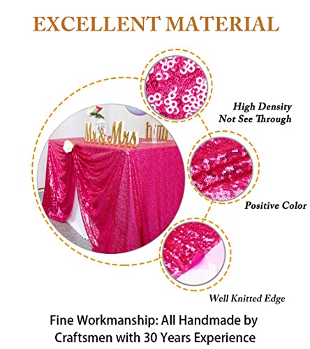 ShinyBeauty Hot Pink Sequin Tablecloth Rectangle 60inx102in Sequin Tablecloth for Wedding/Party-Fuchsia