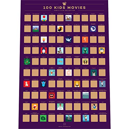 Enno Vatti 100 Kids Movie Scratch Off Poster – Top Family Films of All Time (16.5" x 23.4")- Ultimate Gift For Kids, Christmas, Easter