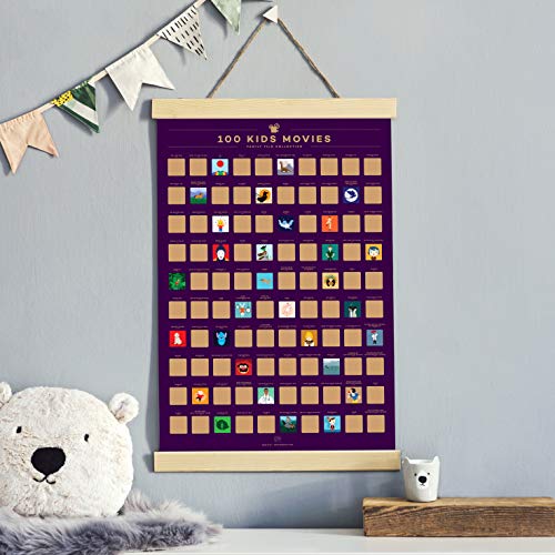 Enno Vatti 100 Kids Movie Scratch Off Poster – Top Family Films of All Time (16.5" x 23.4")- Ultimate Gift For Kids, Christmas, Easter