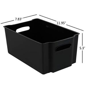 Hommp 4-Pack Black Stackable Plastic Storage Basket/Storage Bin Organizer