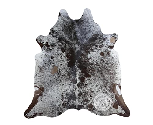 Genuine Salt and Pepper Tricolor Cowhide Rug 6 x 7 ft. 180 x 210 cm