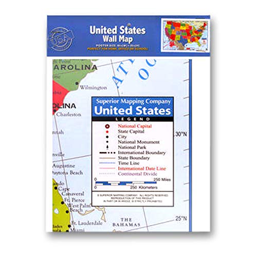 Superior Mapping Company United States Poster Size Wall Map 40 x 28 with Cities (1 Map)