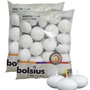 Bolsius Unscented 1.75" Floating Candles – Set of 40 White Floating Candles – Cute and Elegant Burning Candles – Candles with Nice and Smooth Flame – Party Accessories