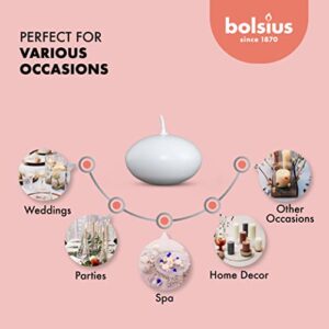 Bolsius Unscented 1.75" Floating Candles – Set of 40 White Floating Candles – Cute and Elegant Burning Candles – Candles with Nice and Smooth Flame – Party Accessories