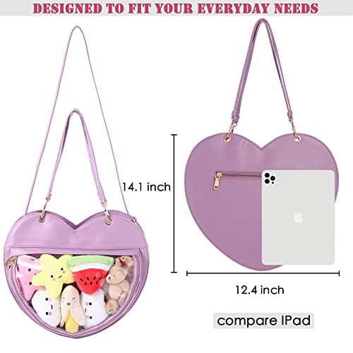 Ita Bag Heart Shaped Purse Kawaii Backpack Ita Bag Crossbody Clear Bag Ita Heart Bag Kawaii Wallet Lolita Bag Love Shaped Bag Kawaii Bag Transparent Backpacks Cute Bag Japanese School Bag Anime Bag