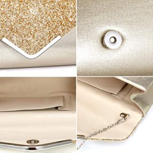 ZIUMUDY Women's Sparkle Evening Bags Envelope Clutches Shoulder Chain Handbag Bridal Wedding Purse (Silver)