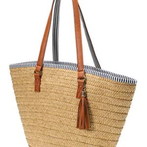 Epsion Straw Beach Bags Tote Tassels Bag Hobo Summer Handwoven Shoulder Bags Purse With Pom Poms