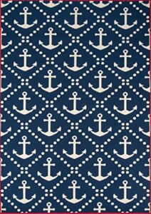 momeni rugs baja collection contemporary indoor outdoor area rug, 3’11” x 5’7″, navy blue