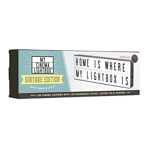 My Cinema Lightbox The Vintage Edition LED Marquee Light Box with 140 Letters, Numbers, and Symbols to make your own sign Extra Long Length with a Faux Wood Finish