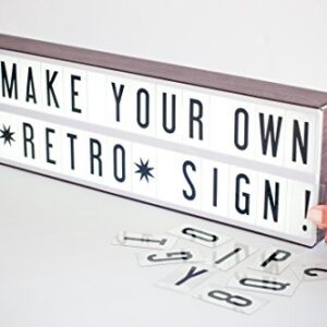 My Cinema Lightbox The Vintage Edition LED Marquee Light Box with 140 Letters, Numbers, and Symbols to make your own sign Extra Long Length with a Faux Wood Finish