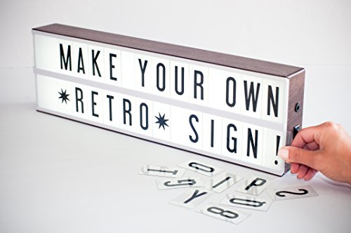 My Cinema Lightbox The Vintage Edition LED Marquee Light Box with 140 Letters, Numbers, and Symbols to make your own sign Extra Long Length with a Faux Wood Finish