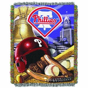 northwest mlb philadelphia phillies unisex-adult woven tapestry throw blanket, 48″ x 60″, home field advantage