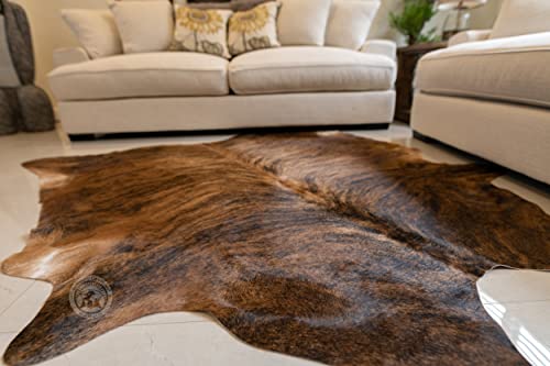 Genuine Brindle Reddish Cowhide Rug Large Size 6 x 6-7 ft. 180 x 210 cm