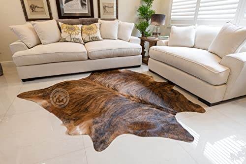 Genuine Brindle Reddish Cowhide Rug Large Size 6 x 6-7 ft. 180 x 210 cm