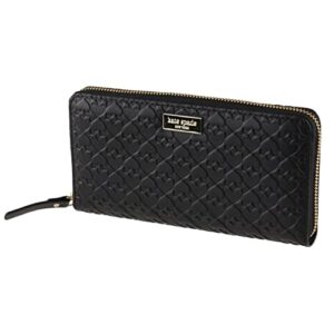 kate spade new york neda penn place embossed leather zip around continental wallet black, large