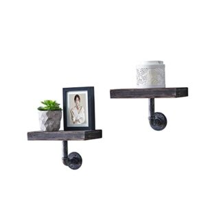 danya b. floating pipe industrial rustic shelves – wall mount – – ebony – (set of 2)