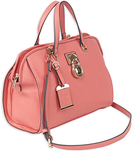 Bulldog Cases Satchel Style Concealed Carry Purse with Holster, Coral- Medium