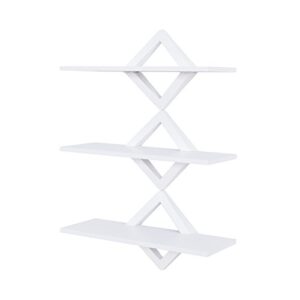 danya b. diamonds 3-level shelving system – decorative floating shelves –wall mount – white