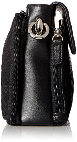 GTM Gun Tote'n Mamas Concealed Carry Rose Embroidered Lambskin Cross-Body Shoulder Bag, Black, Medium