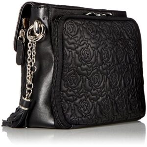 GTM Gun Tote'n Mamas Concealed Carry Rose Embroidered Lambskin Cross-Body Shoulder Bag, Black, Medium