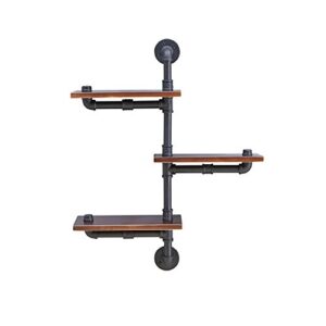 Danya B. 3-Tier Vertical Floating Staggered Industrial Rustic Pipe Shelves - Wall Mount