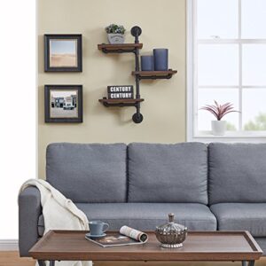 Danya B. 3-Tier Vertical Floating Staggered Industrial Rustic Pipe Shelves - Wall Mount