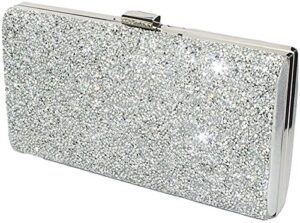 covelin women’s handbag envelope rhinestone evening clutch bag hot silver