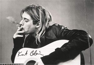 signs-unique kurt cobain & guitar large fabric poster / flag 1100mm x 750mm (hr)