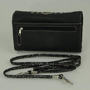 Rhinestone Skull Western Concealed Carry Handbag and wallet set (Black)