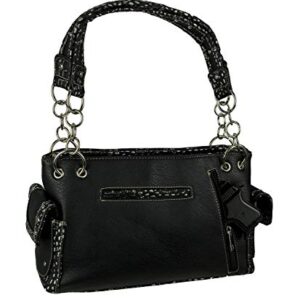 Rhinestone Skull Western Concealed Carry Handbag and wallet set (Black)