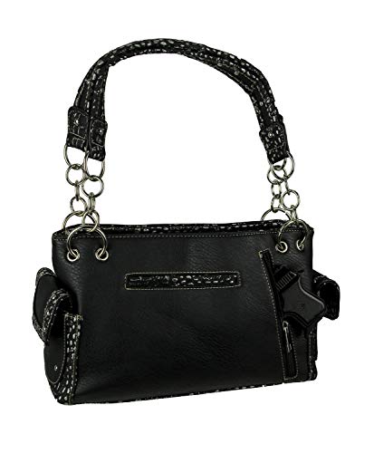 Rhinestone Skull Western Concealed Carry Handbag and wallet set (Black)