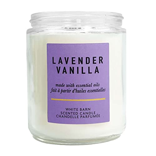 Bath and Body Works Lavender Vanilla Medium One Wick Candle. 7 Oz.