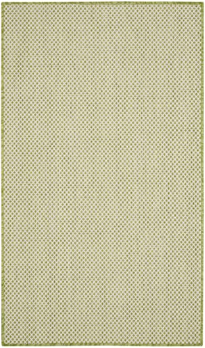 Nourison Courtyard Indoor/Outdoor Ivory Green 3' x 5' Area Rug, Easy Cleaning, Non Shedding, Bed Room, Living Room, Dining Room, Kitchen (3x5)