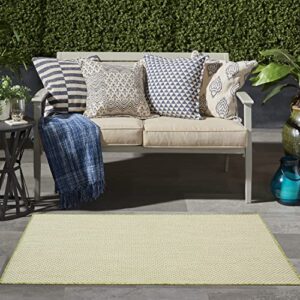 Nourison Courtyard Indoor/Outdoor Ivory Green 3' x 5' Area Rug, Easy Cleaning, Non Shedding, Bed Room, Living Room, Dining Room, Kitchen (3x5)