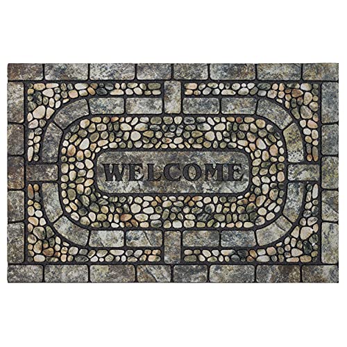 Mohawk Home Recycled Rubber Door Mat, Welcome Garden Pebbles Gray (23" x 35")