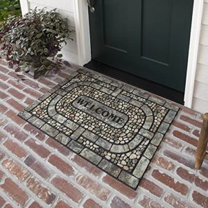 Mohawk Home Recycled Rubber Door Mat, Welcome Garden Pebbles Gray (23" x 35")