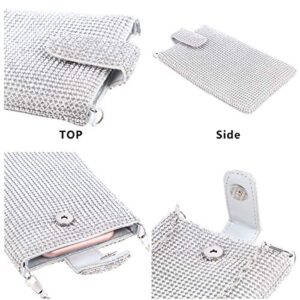 Evening Handbags Clutch Purses for Women Crystal Rhinestone Small Crossbody Bag Cell Phone Purse Wallet in Silver