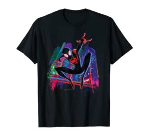 marvel spider-man miles morales graffiti city t-shirt