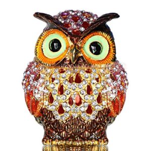 waltz&f hollow owl trinket box hinged hand-painted figurine collectible ring holder