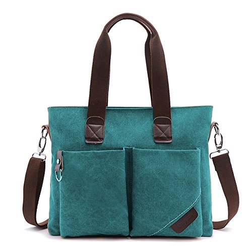 KARRESLY Women' Canvas Shoulder Bag Top Handle Tote Multi-pocket Handbag Purse(Blue)