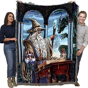 Pure Country Weavers Wizard's Emissary Dragon Blanket by Ed Beard Jr - Gift Fantasy Tapestry Throw Woven from Cotton - Made in The USA (72x54)